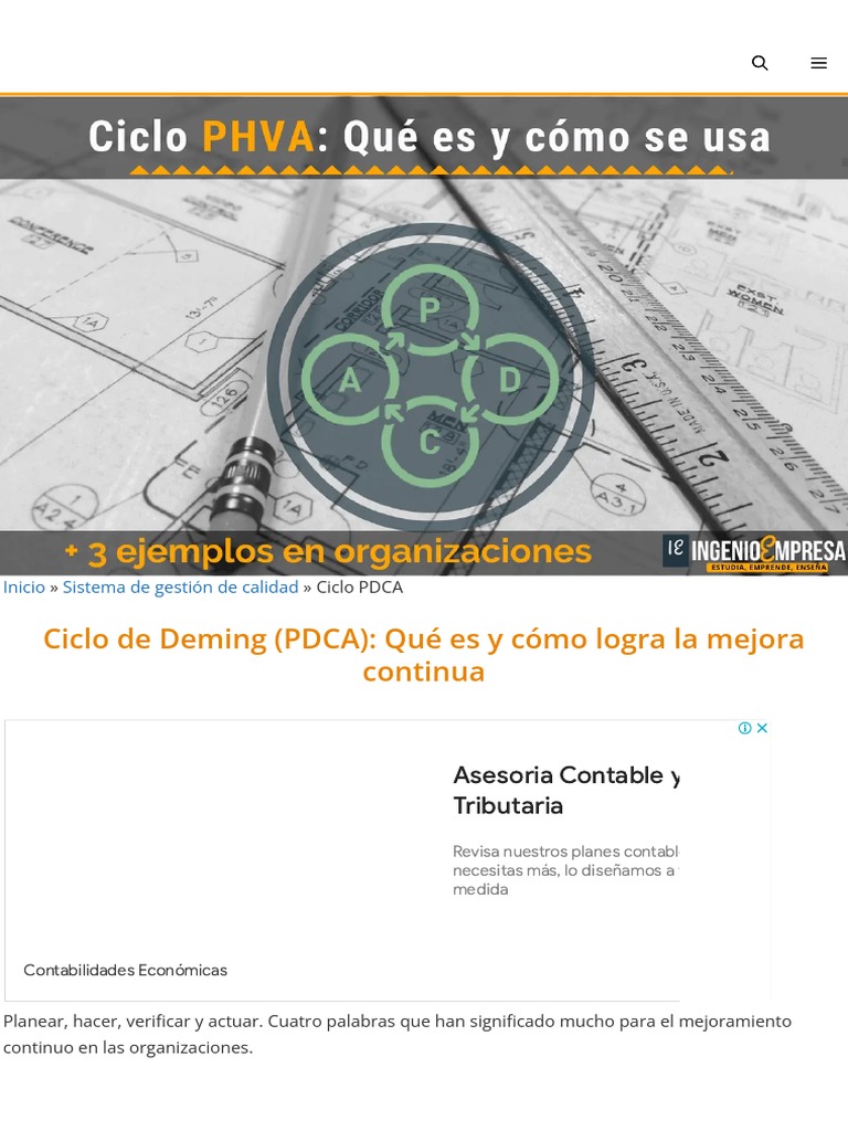 Ciclo de Deming (PDCA) Al Detalle - Pasos, Casos y Ejemplos | Descargar ...