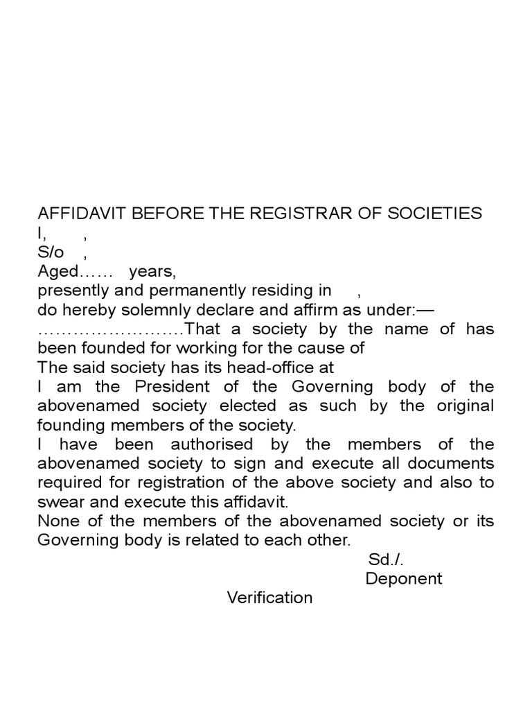 Affidavit Before The Registrar of Societies | PDF | Social Science