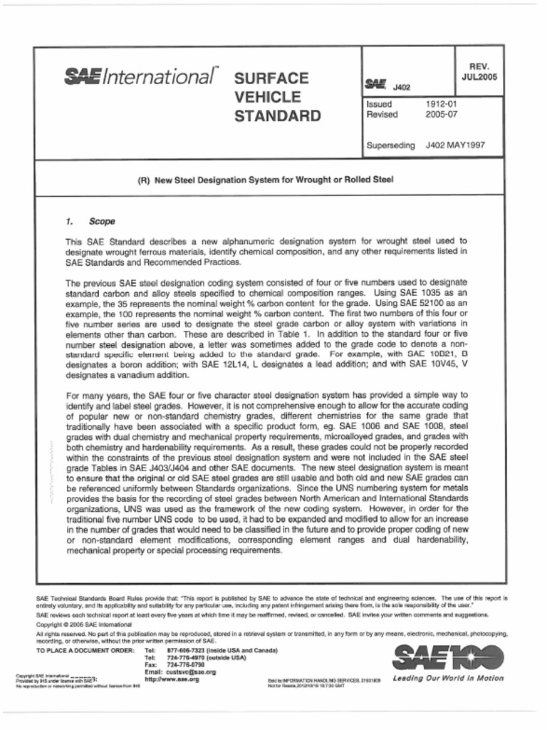 SAE J402-2005-07 - (Steel Designation System For-Wrought o Rolled Steel ...