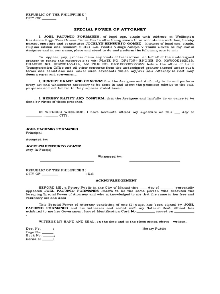 Spa Joel | PDF | Power Of Attorney | Document