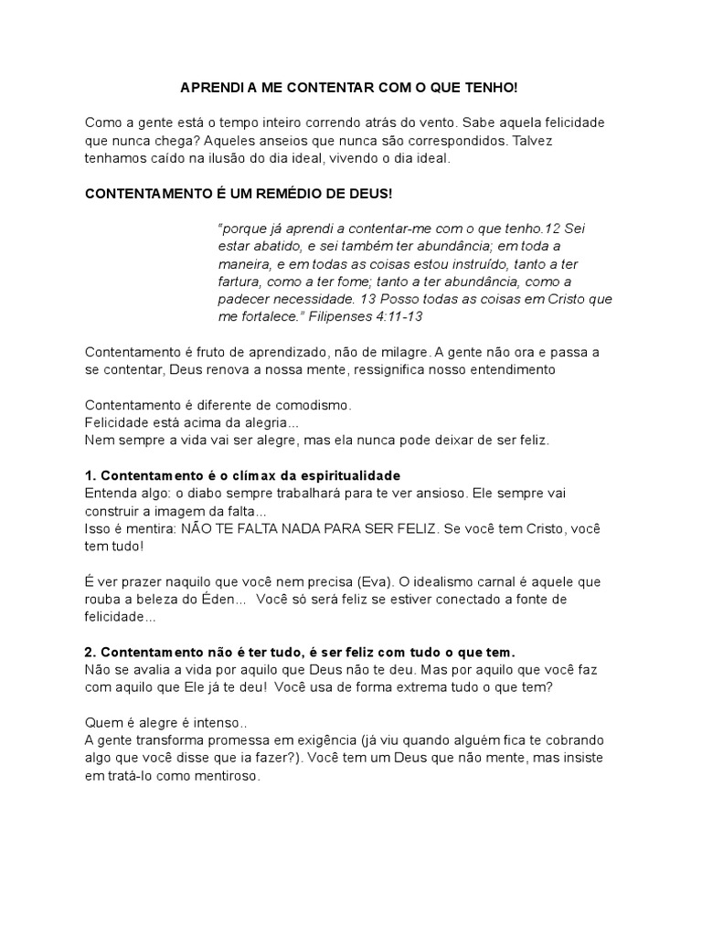 Aprendizado do Contentamento | PDF | Carreira e Crescimento | Autoajuda