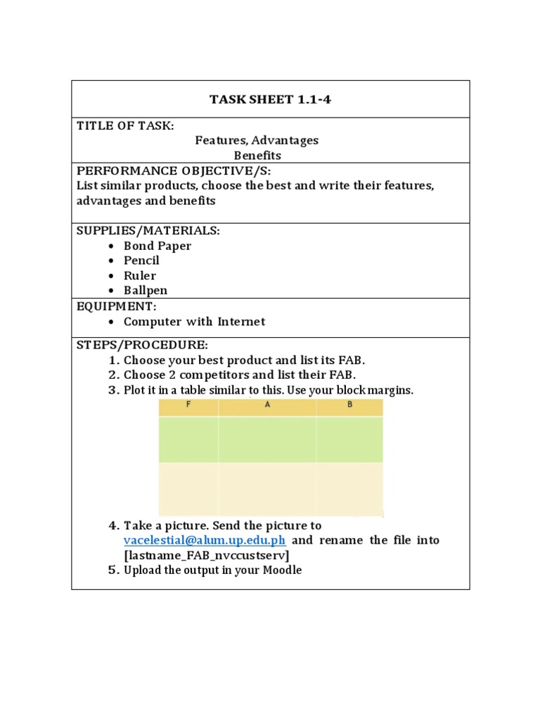 Basic Task Sheet 1.1-4 FAB | PDF