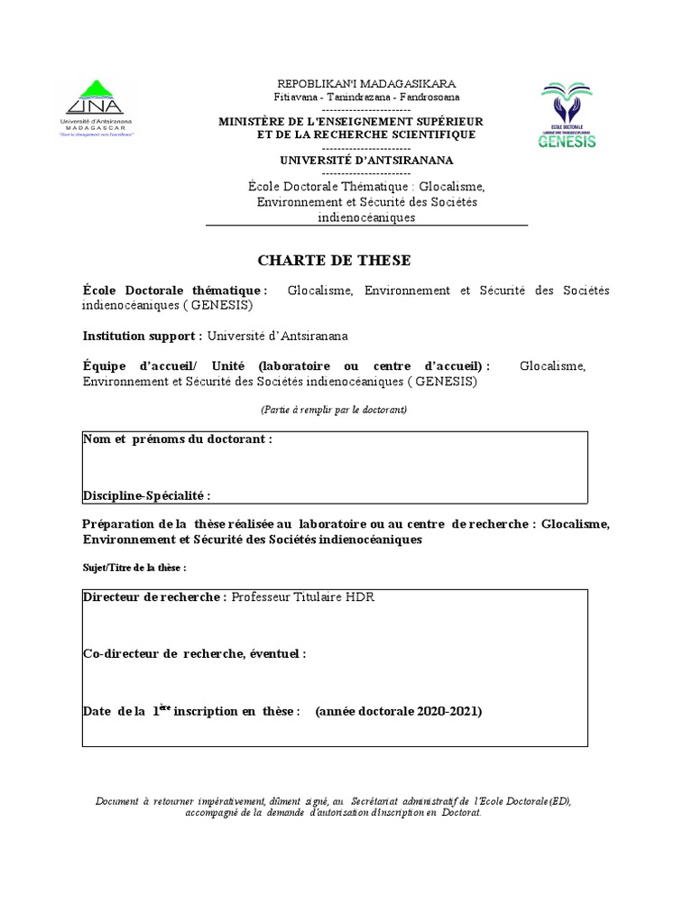 Charte de These | PDF | Doctorat | Academia