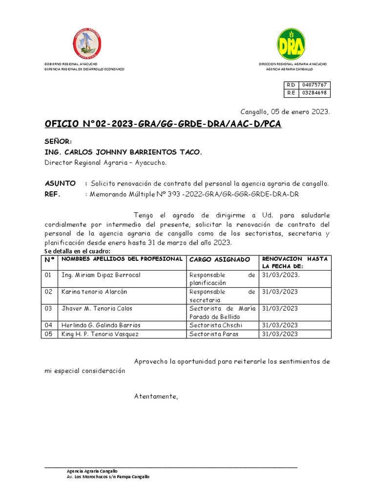 Oficios 2022 Borrador | PDF