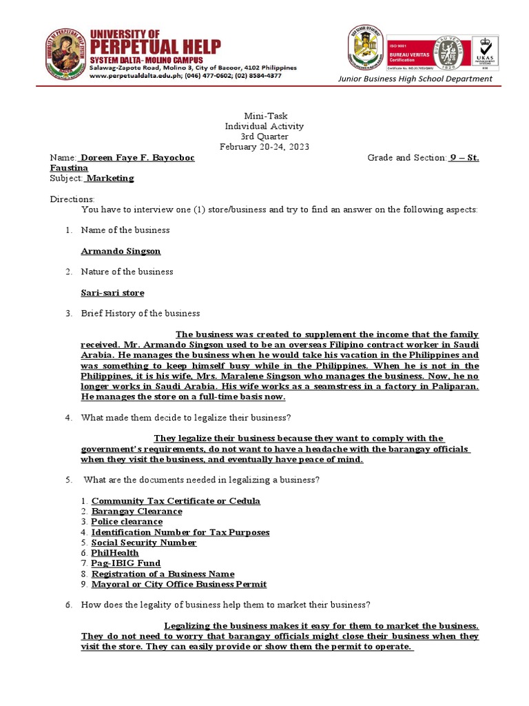 Mini Task Download Free Pdf Customer Market Economics