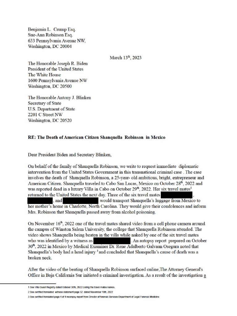 Shanquella Robinson Homicide Case Update | PDF | Autopsy | Medical ...