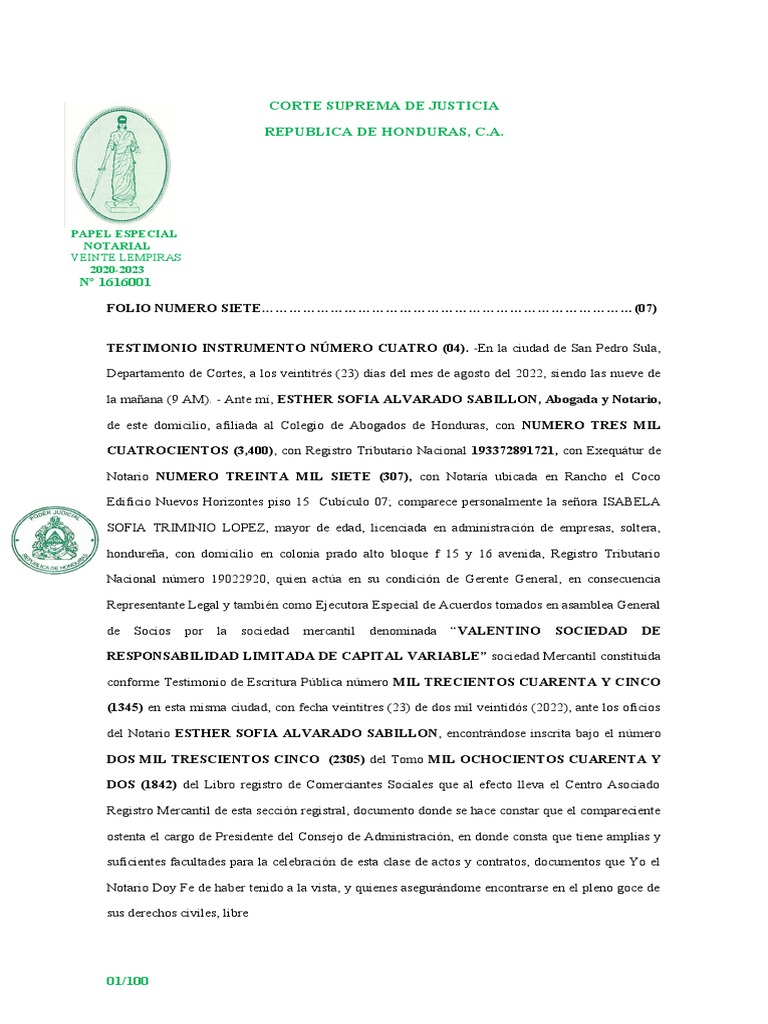 II y III Protocolo Notarial E.A | PDF | Sociedad de responsabilidad ...
