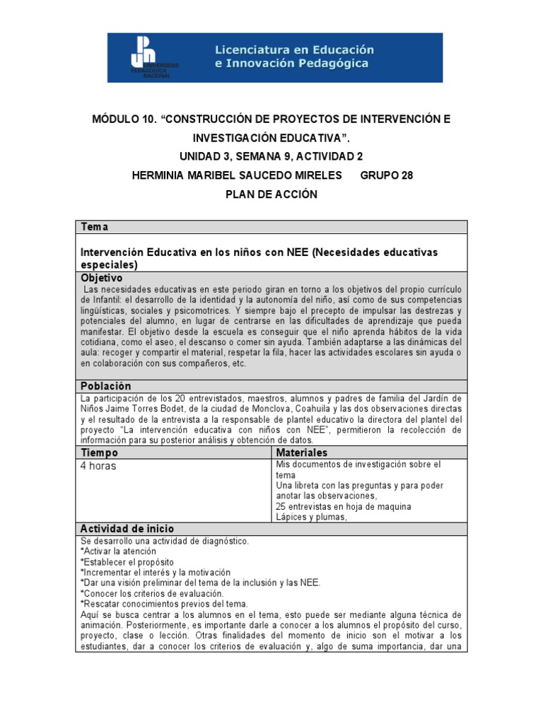 HMSM - S9 - ACTV - 2 - Plan de Accion | PDF | Evaluación | Enseñando