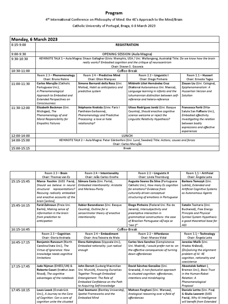 Programa - Final | Download Free PDF | Embodied Cognition | Phenomenology (Philosophy)