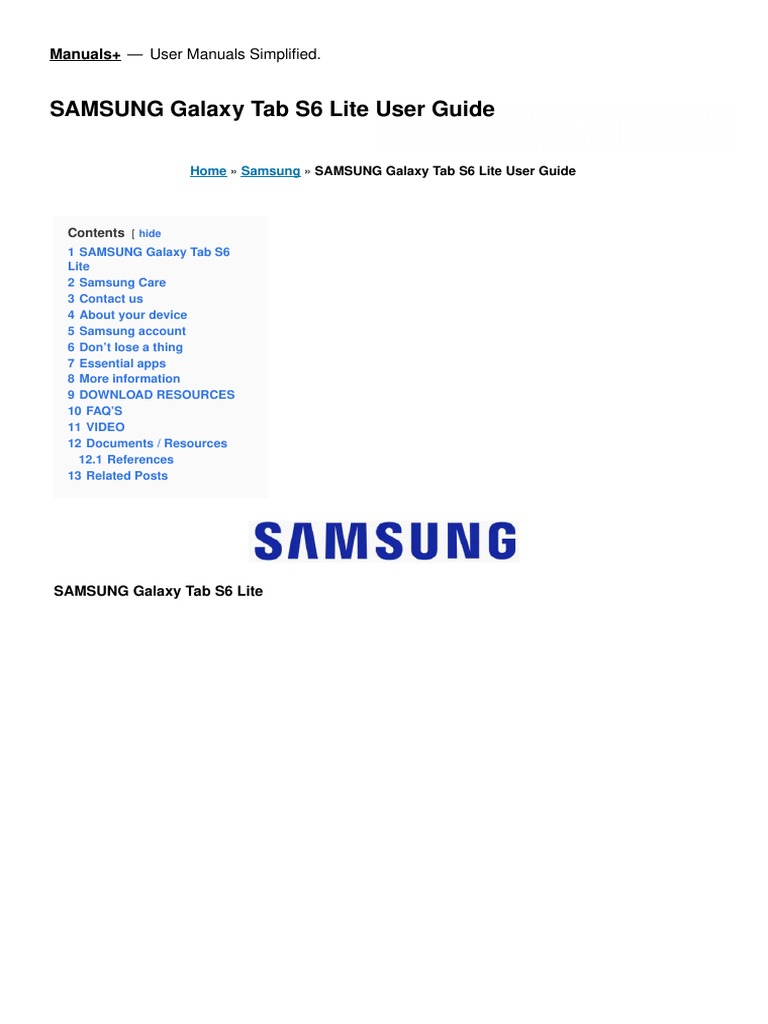 Galaxy Tab s6 Lite Manual | PDF | Samsung Electronics | Tablet Computer
