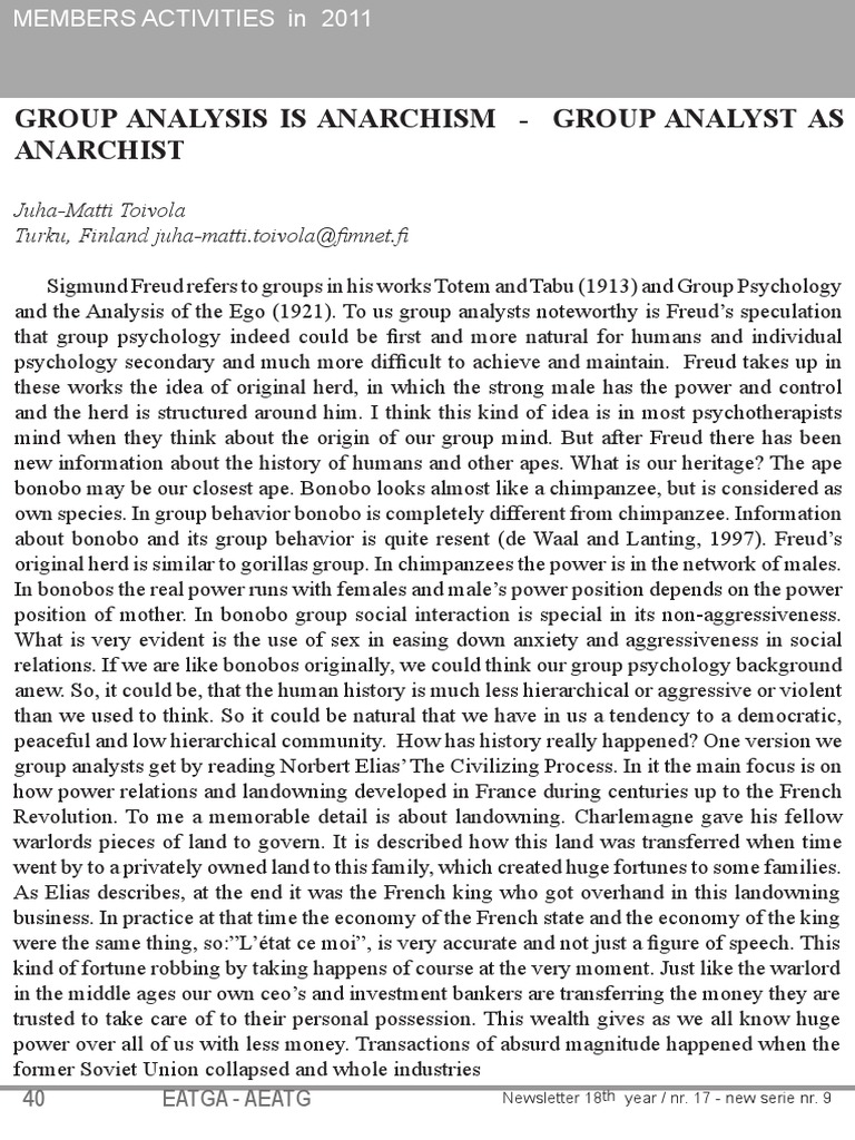 Group Analysis Is Anarchism Group Analyst As Anarchist | PDF ...