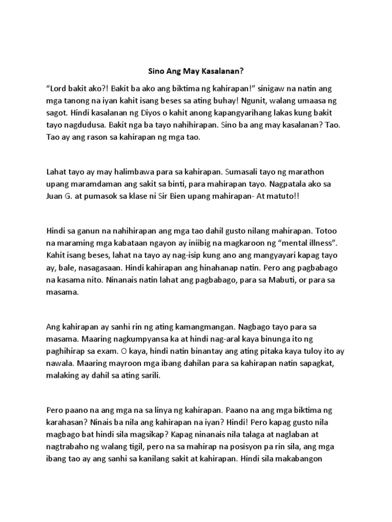 Kasalanan (Filipino Speech) | PDF