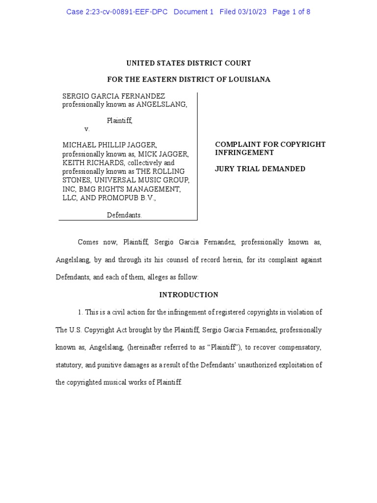 Fernandez v. Jagger | PDF | Damages | Copyright