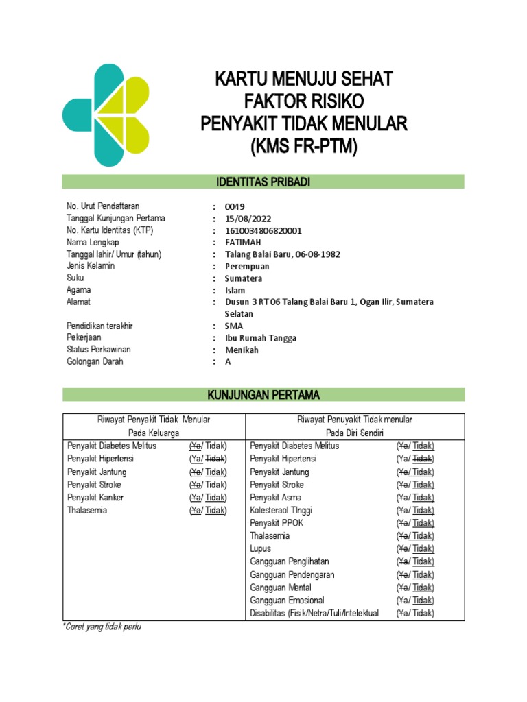 Formulir Faktor Risiko | PDF