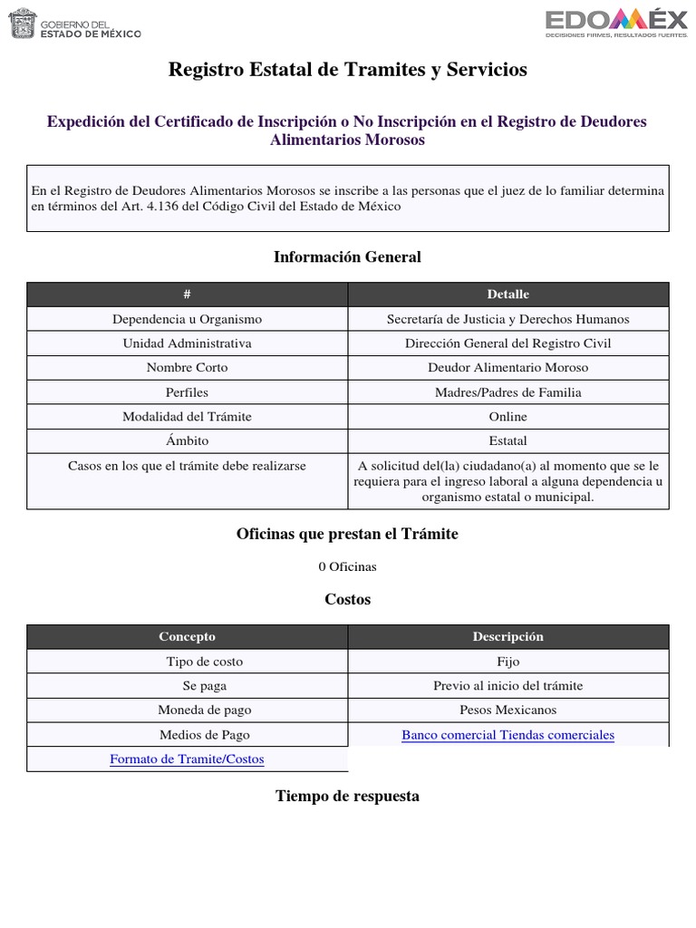 Certificado Deudor Alimentario Moroso Edomex | PDF | Justicia | Crimen ...