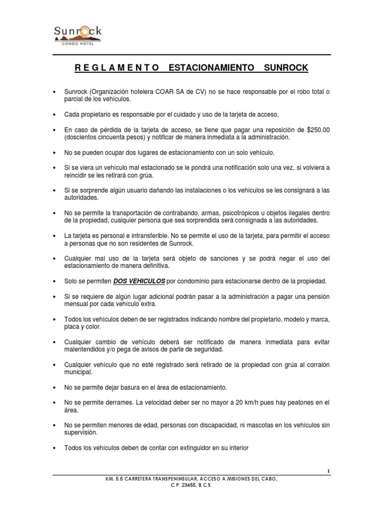 Reglamento Estacionamiento PDF | PDF