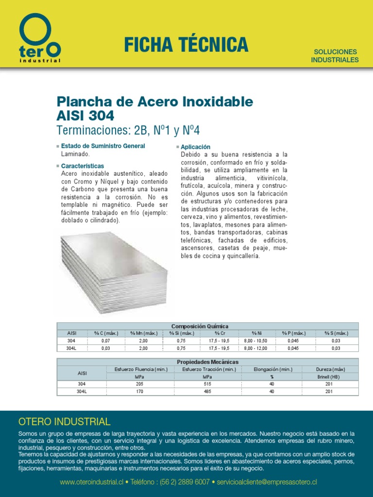Plancha Inox Aisi304 | PDF | Acero inoxidable | Acero