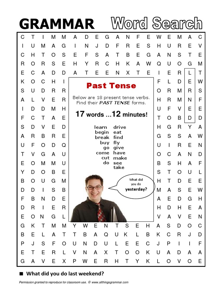 Wordsearch Pastsimple | PDF | Grammatical Tense | Cognitive Science