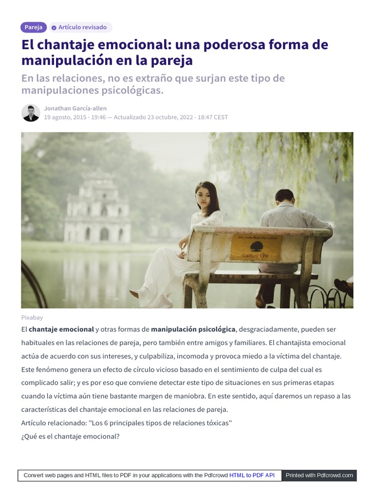 Chantaje emocional en la pareja | PDF | Las emociones | Comportamiento