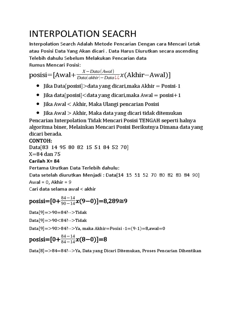 Interpolation Seacrh: Posisi (Awal+ (Akhir Awal) ) | PDF