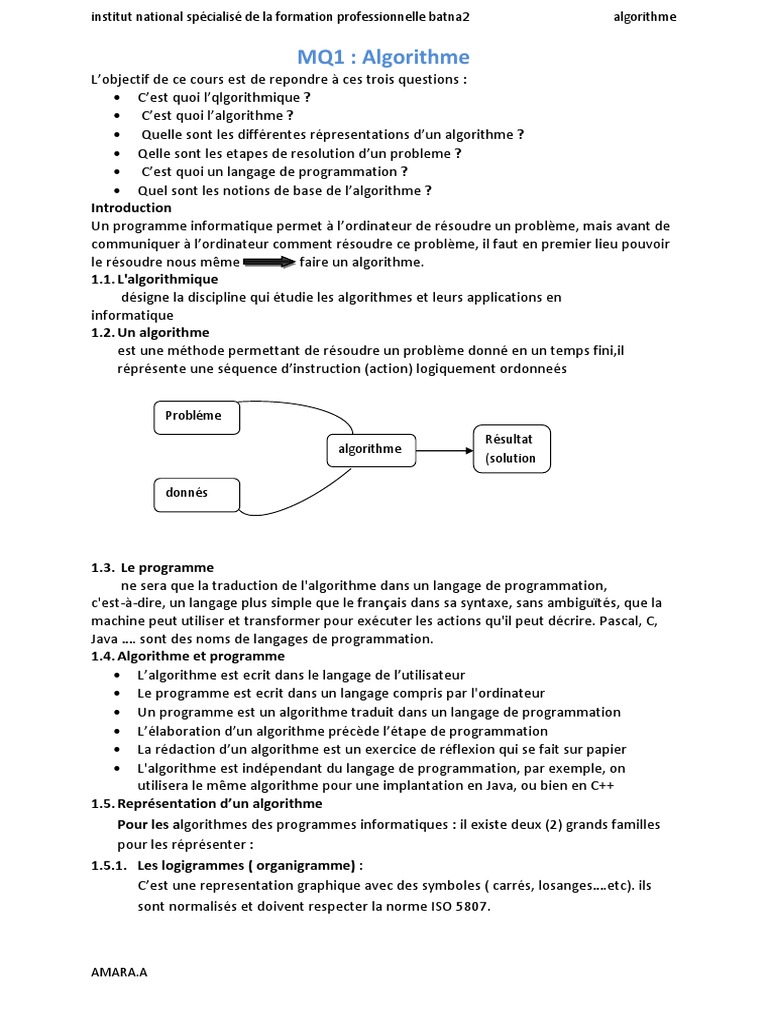 Cours Algorithme | PDF | Programmation | Programme informatique