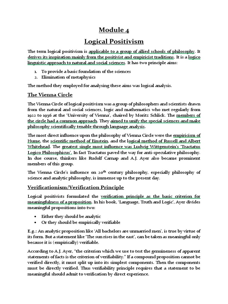 Logical Positivism | PDF | Analytic Philosophy | Metaphysics