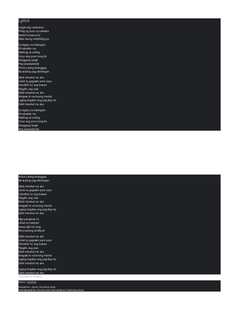 Dahil Minahal Mo Ako Sarah Geronimo | PDF