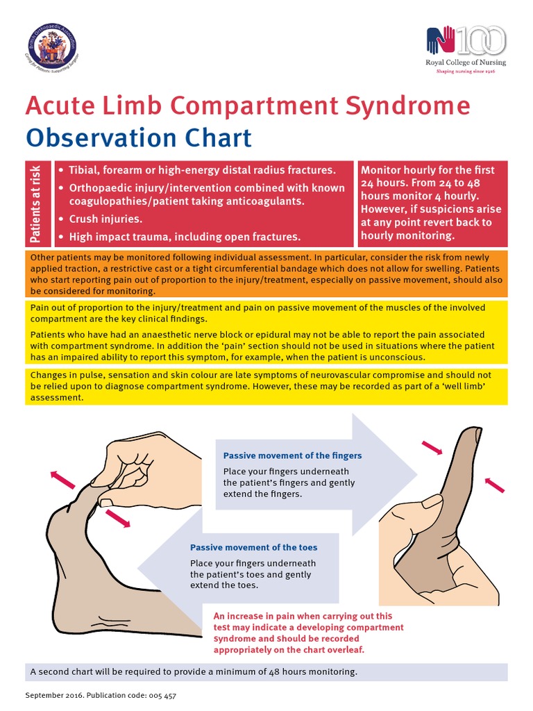 Acute Limb Compartment Syndrome: Observation Chart | PDF | Pain ...