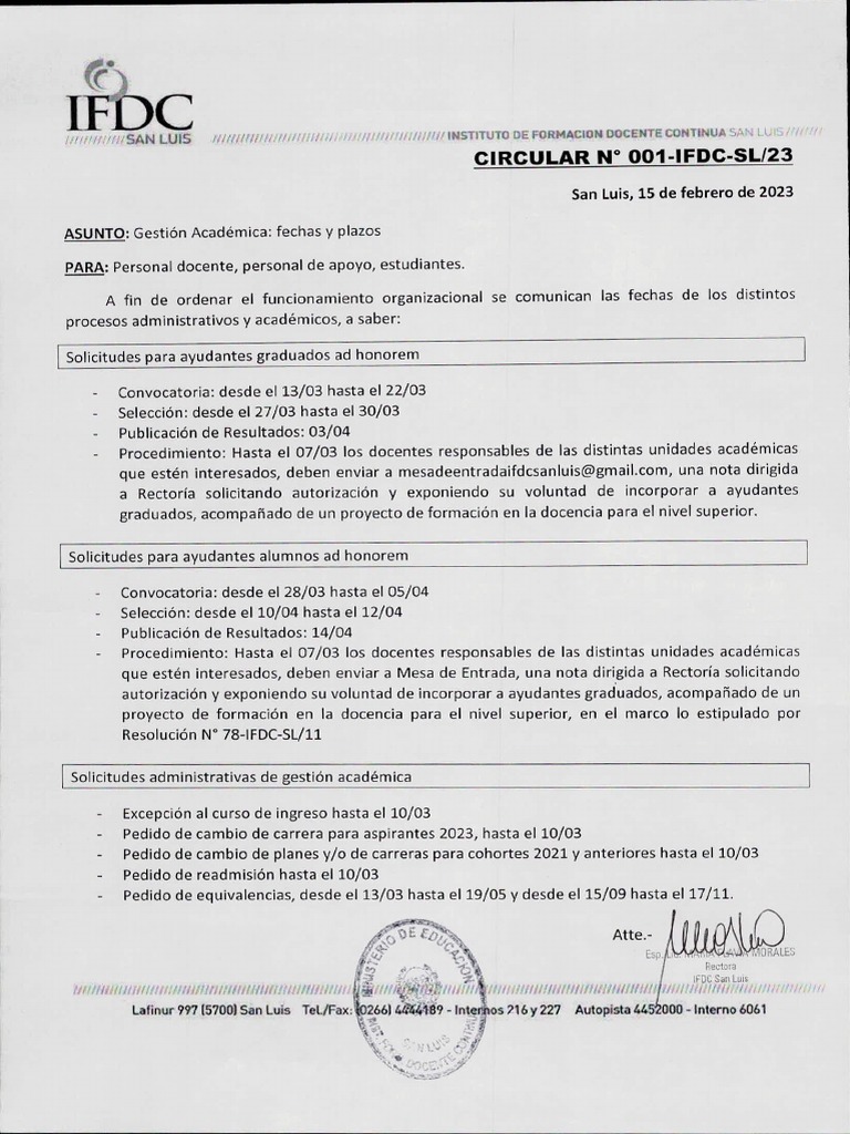 Circular 01-Ifdc-Sl-23 | PDF