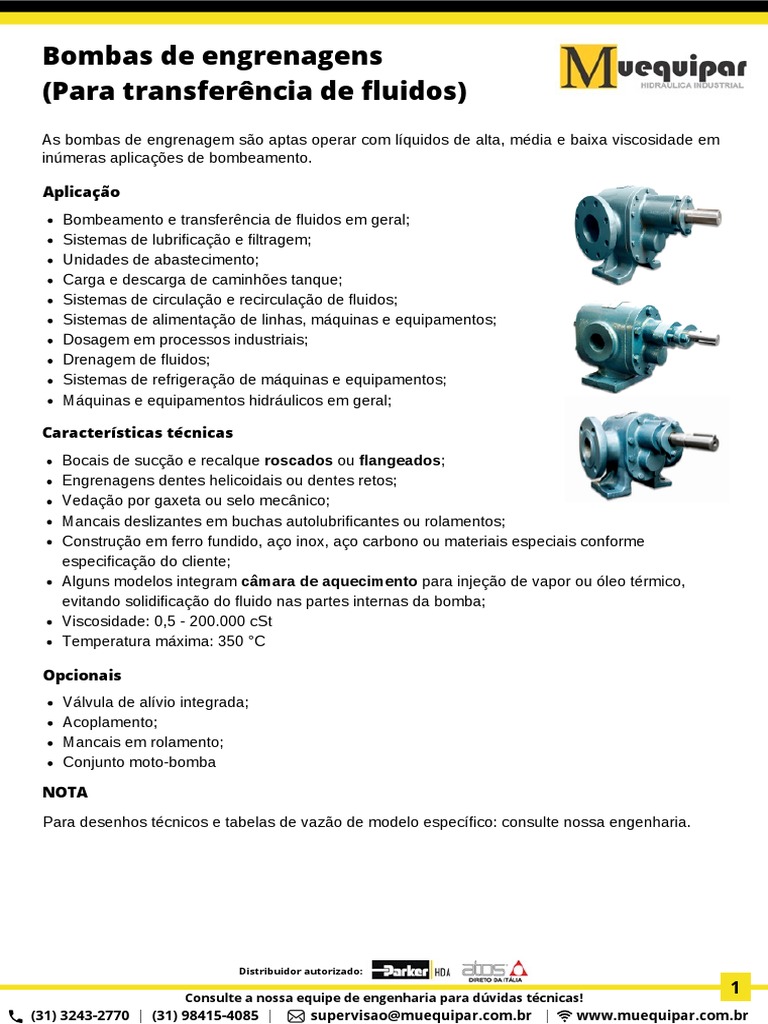 Bombas de Engrenagem para Fluidos | PDF | Bomba | Ciências Físicas
