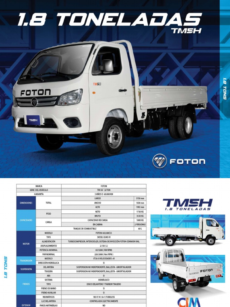 Camión Foton 1.8 Toneladas FT - TM5H | PDF