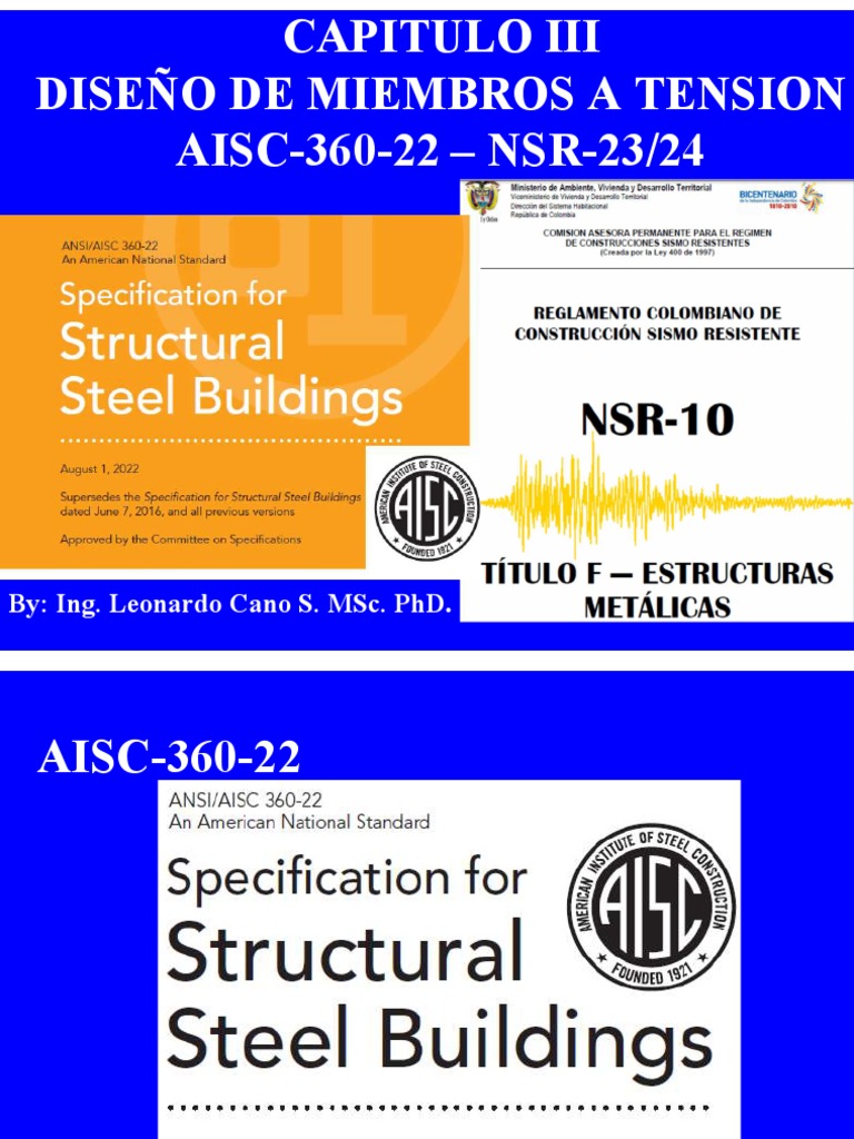 DISENO DE MIEMBROS A TENSION -1 - AISC-360-22 - NSR-23.pdf | PDF ...
