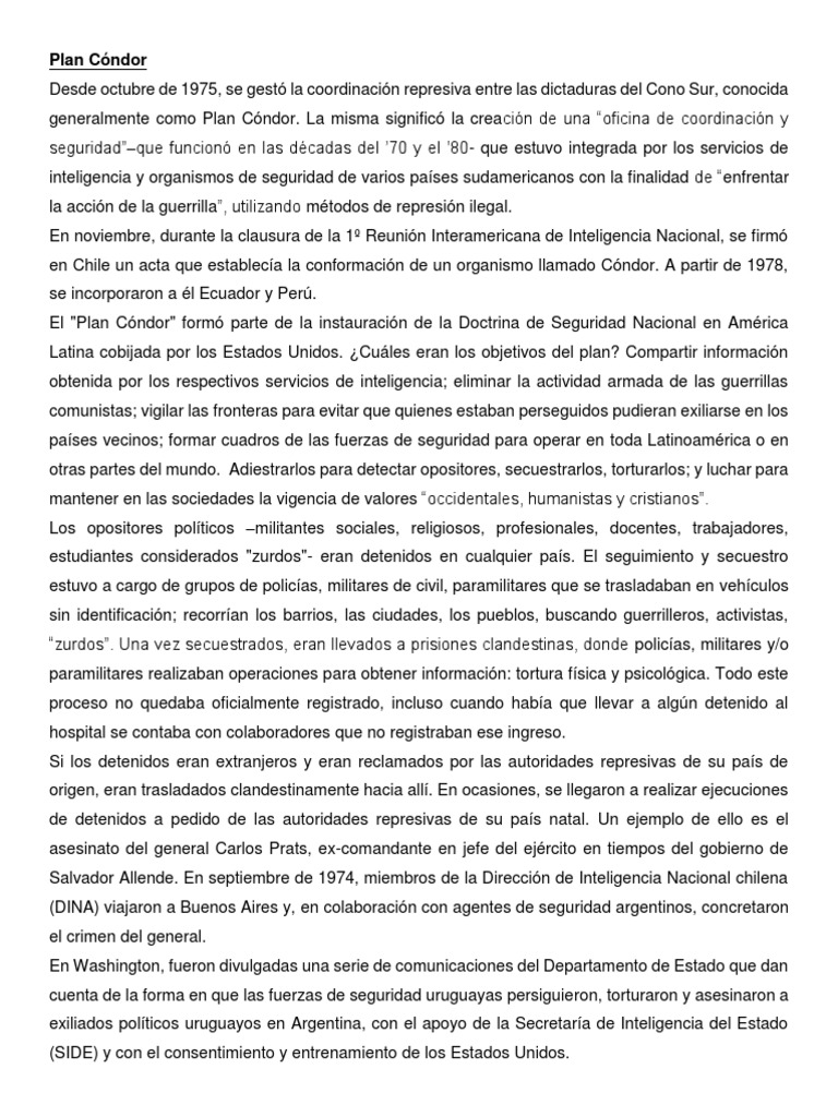 Plan Condor PDF | Descargar gratis PDF | Guerra de guerrillas | Policía