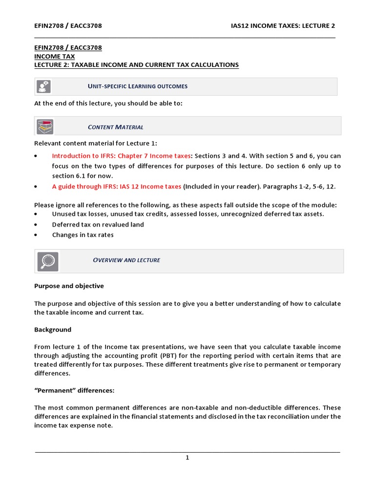 2.2 Ias12 Income Taxes Lecture 2 Calculate Taxable Income and Current ...