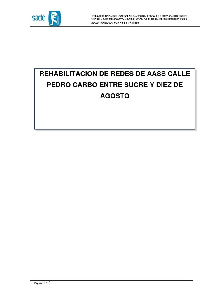 Metodologia Rehabilitacion de Redes de Aass PDF | PDF | Alcantarillado | Tubería (transporte de ...
