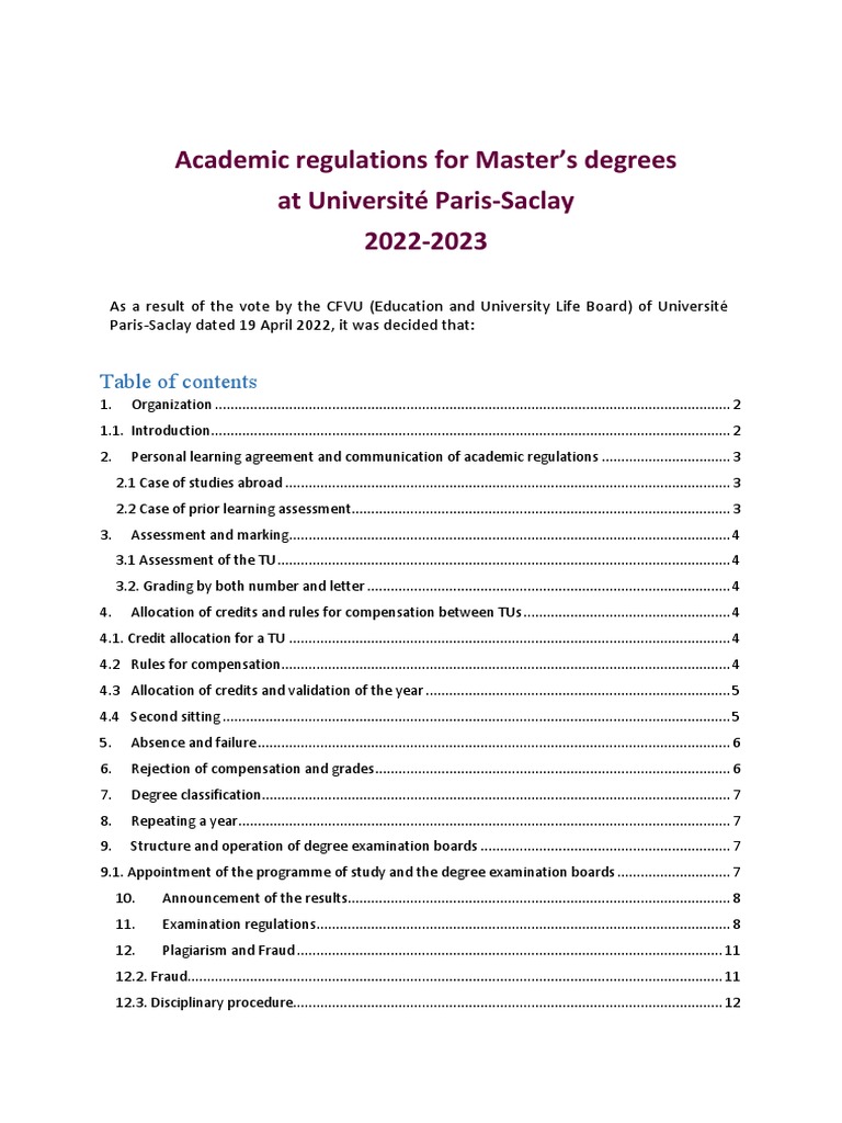 Academic Regulations For Master Degree 2022 2023-1-1 | PDF | Academic ...