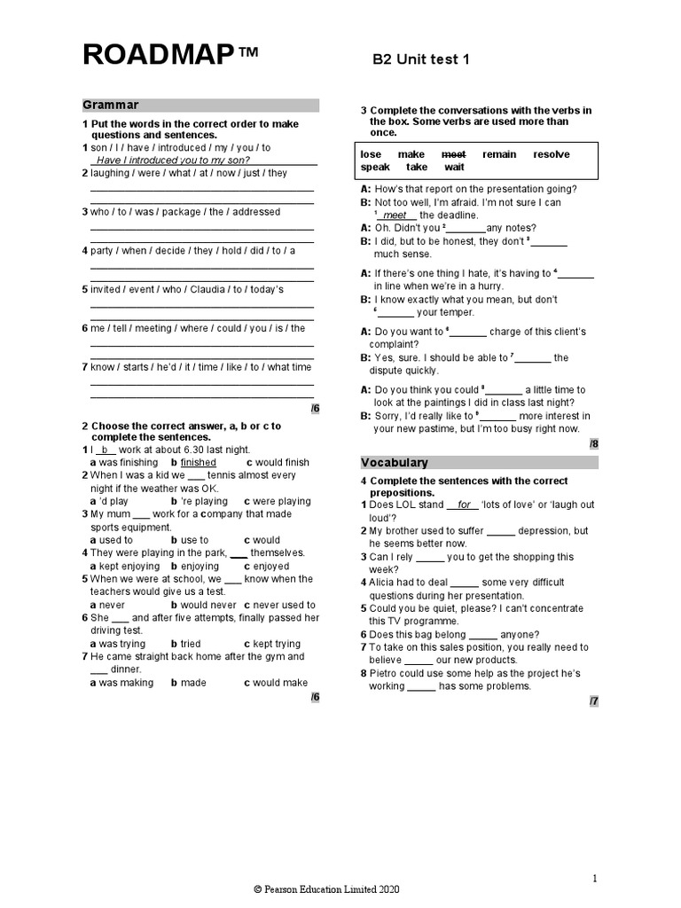 Unit Test 1 (Word) | PDF
