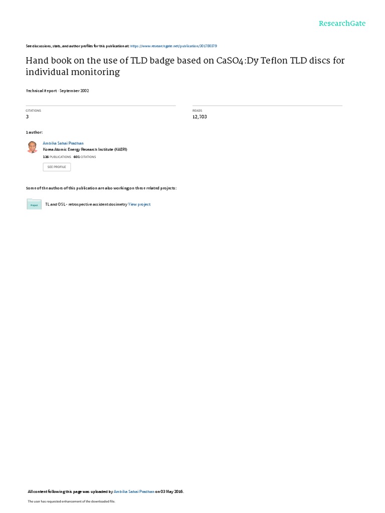 TLD PDF | PDF | Dosimetry | Radiation Protection