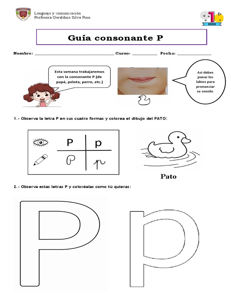Guía Consonante P | PDF | Lingüística | Comunicación humana