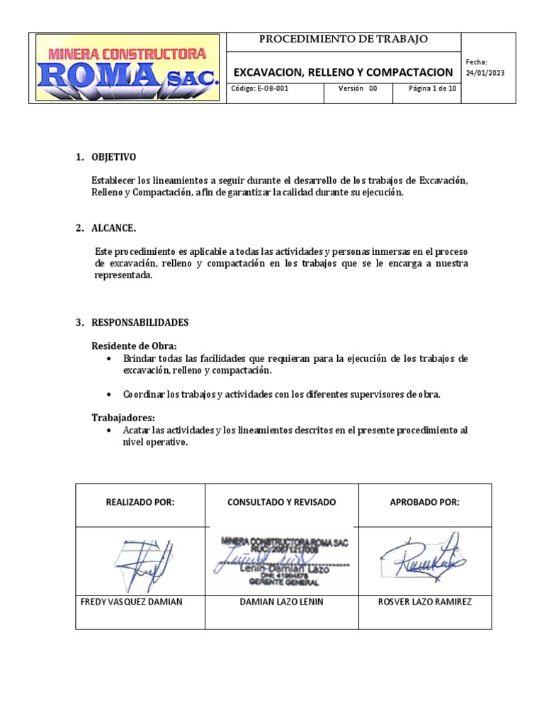 Procedimiento de Trabajo | PDF | Fundación (Ingeniería)