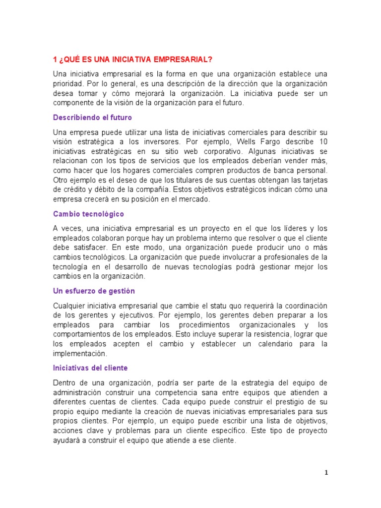1 ¿Qué Es Una Iniciativa Empresarial | PDF | Iniciativa empresarial ...