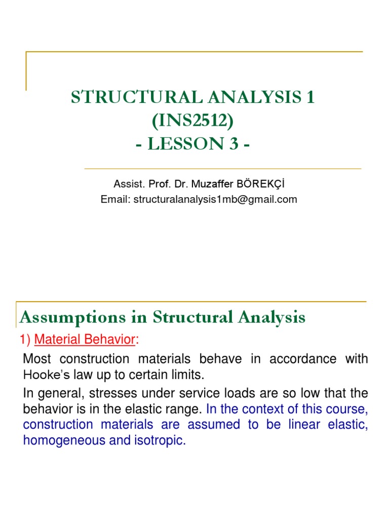 Structural Analysis I - 3 | PDF | Structural Analysis | Bending