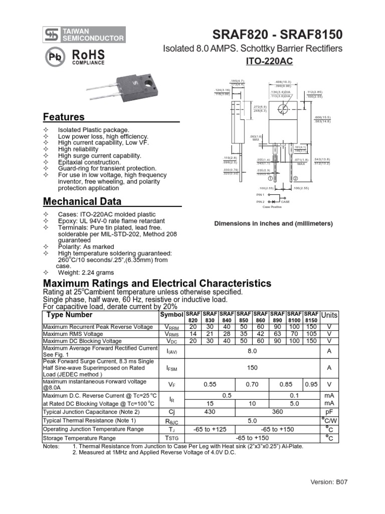 Datasheet | PDF | Rectifier | Physical Quantities
