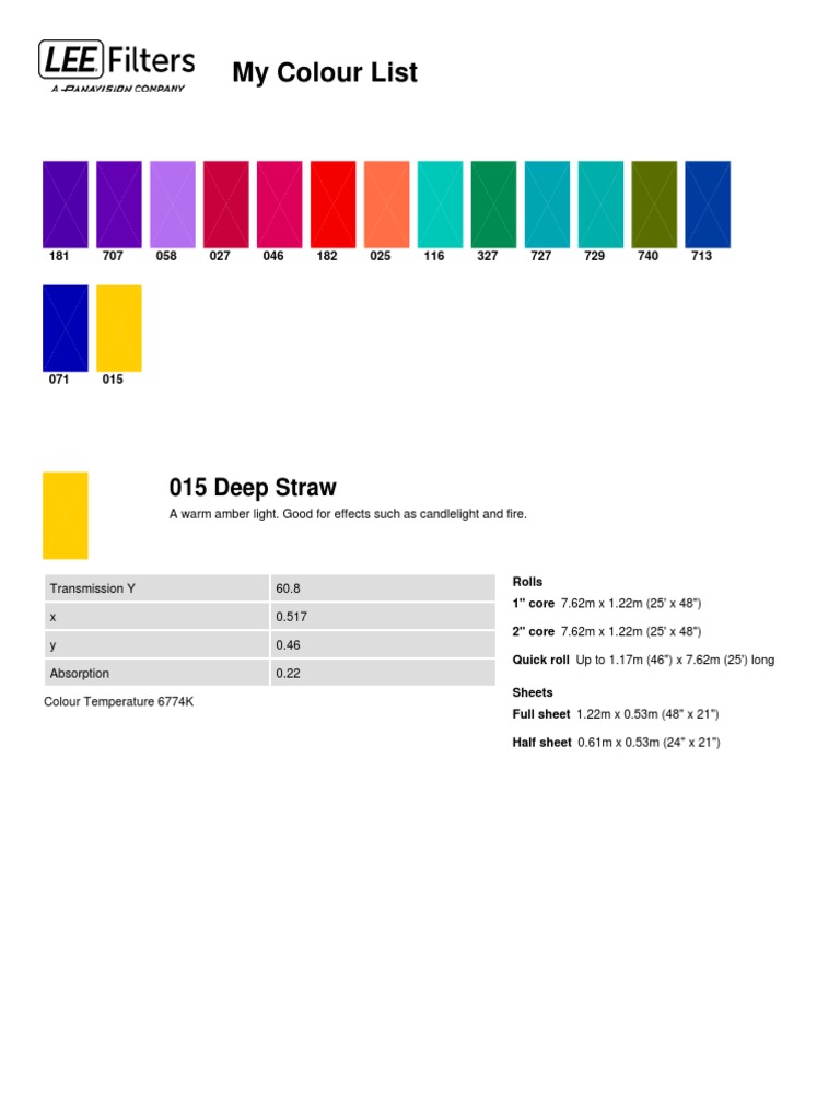 Lee Filters Colour List | Download Free PDF | Interior Design | Radiation
