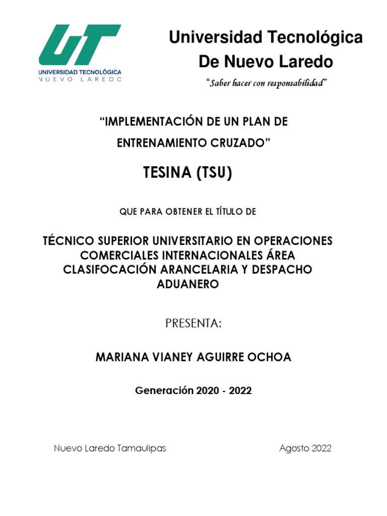 Plan de Entrenamiento Cruzado en Aduanas | PDF | Análisis FODA ...