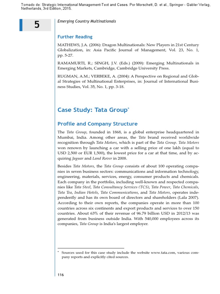 Emerging Country Multinationals Case Study: Tata Group | PDF | Economies