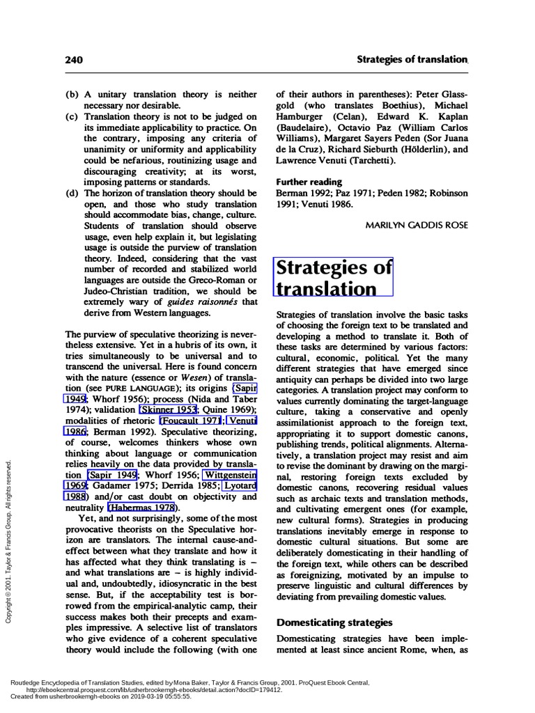 Routledge Encyclopedia of Translation Studies - (PG 261 - 265) | PDF ...