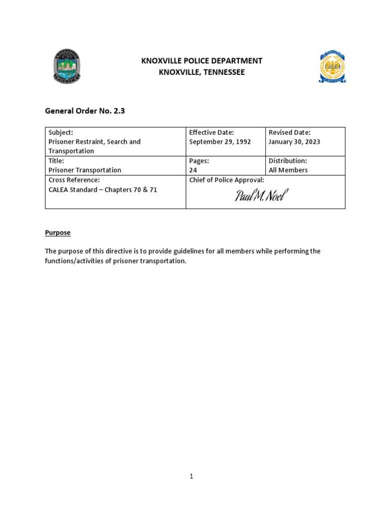 Prisoner Transportation Guidelines | PDF | Handcuffs
