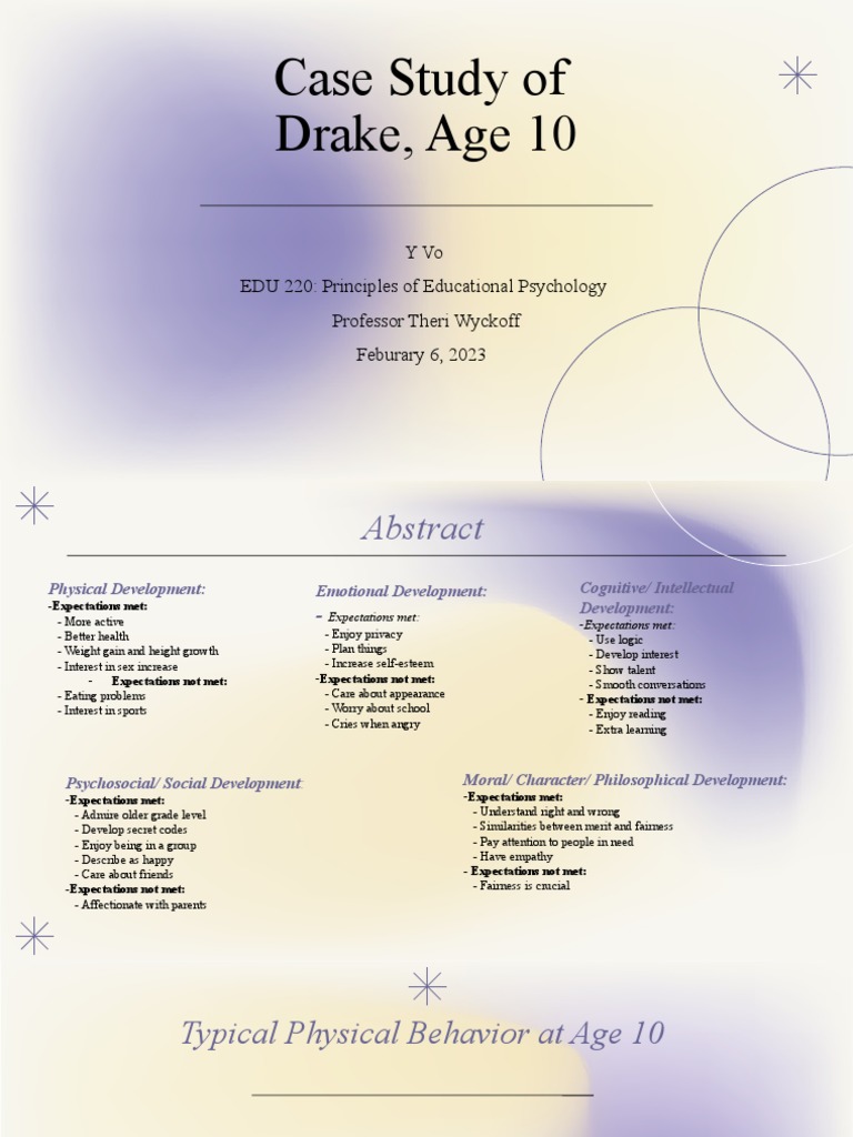 Edu 220 Case Study | PDF | Cognitive Development | Cognitive Psychology