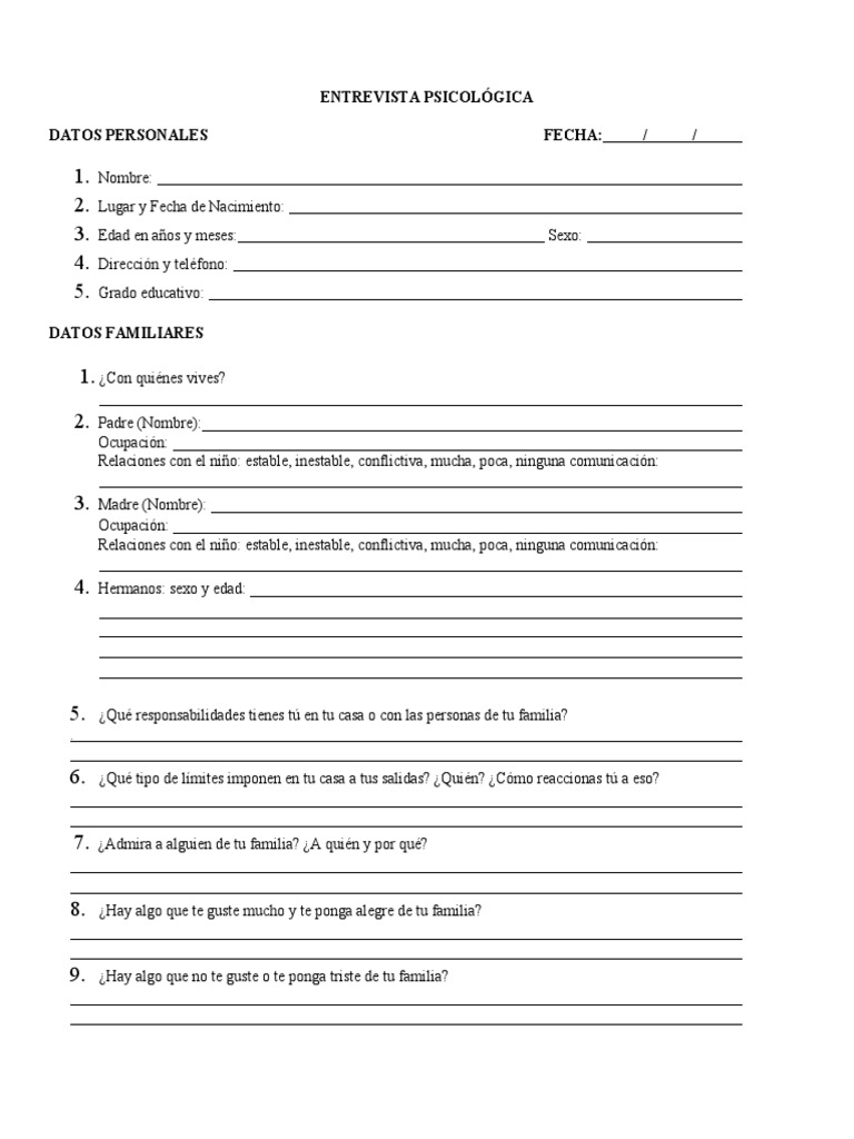 Entrevista para Adolescentes | PDF